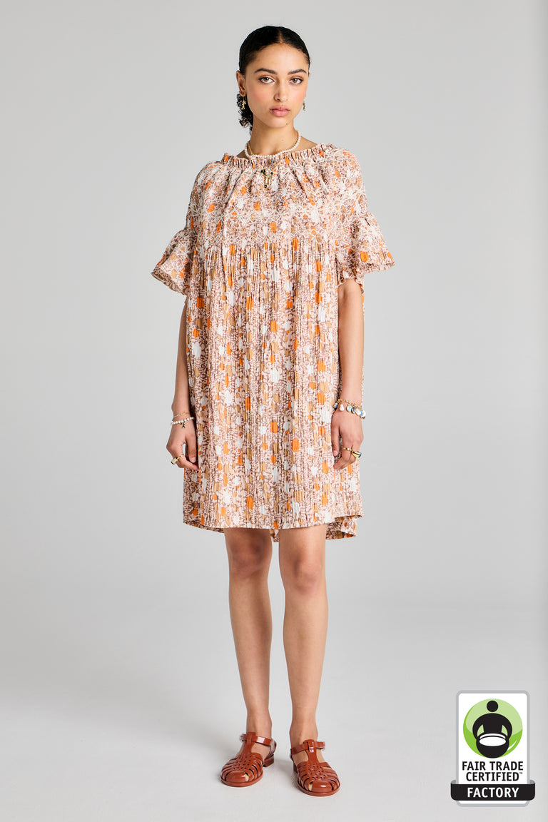 Theia Smocked Mini Dress Pink Multi/White Smocking – Karen Walker