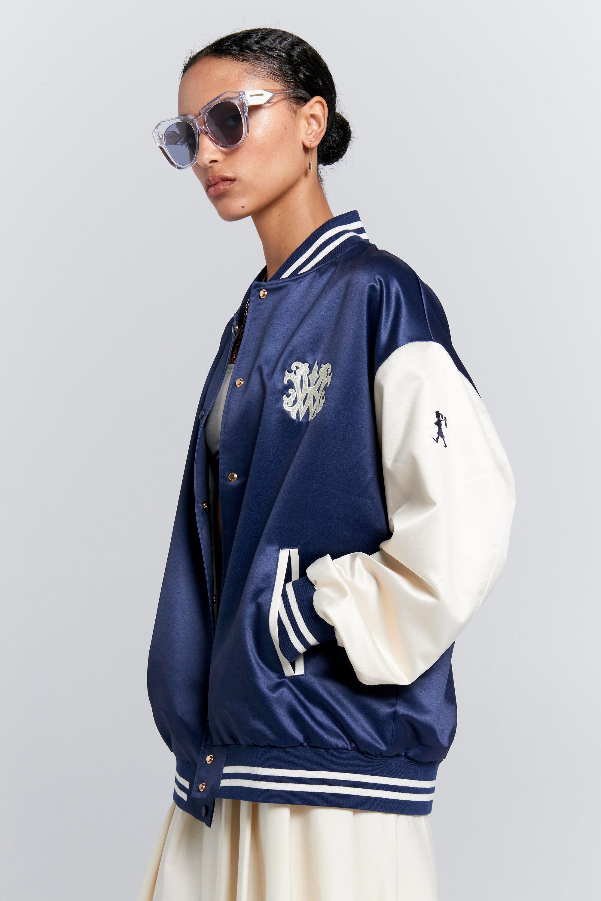 Runaway Varsity Jacket Navy/Cream – Karen Walker
