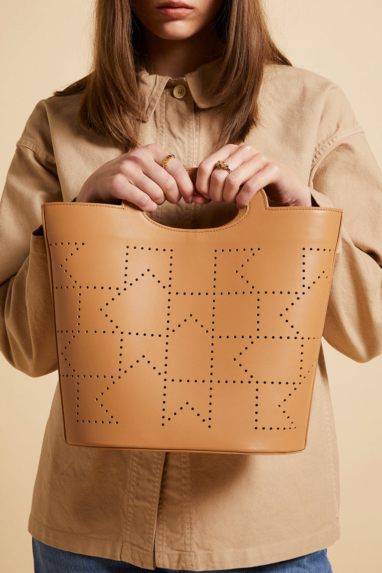 Monogram Medium Basket Camel – Karen Walker