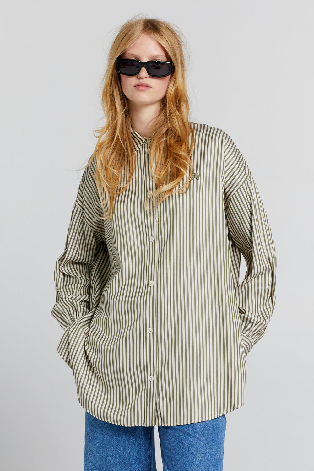 Oversized Walker Shirt Olive Stripe – Karen Walker