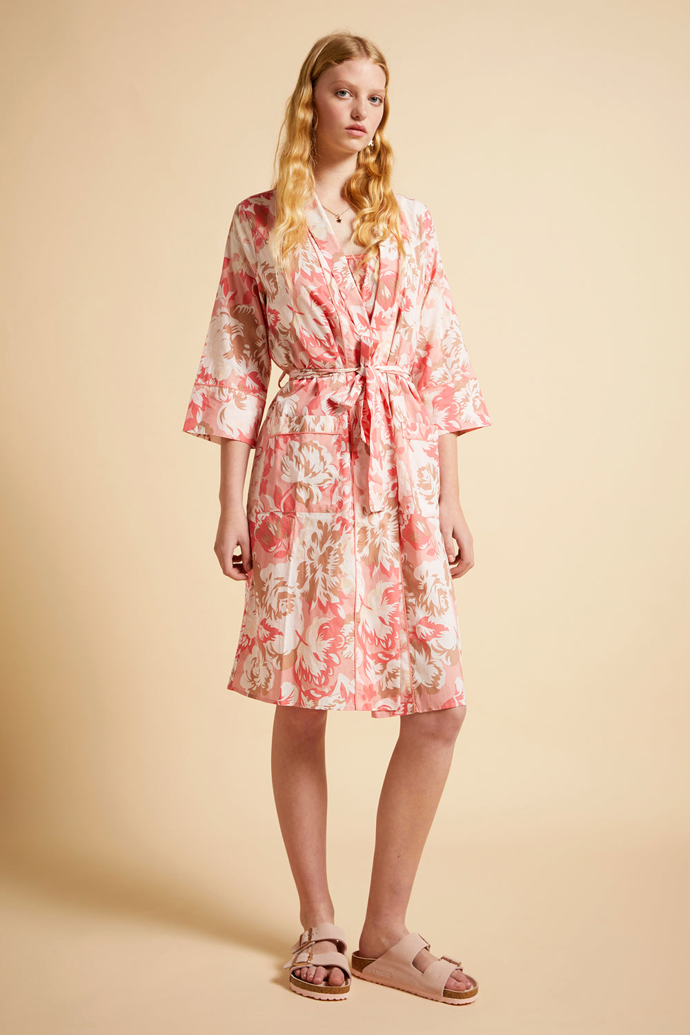 Ornamental Floral Midi Robe Shell Pink – Karen Walker