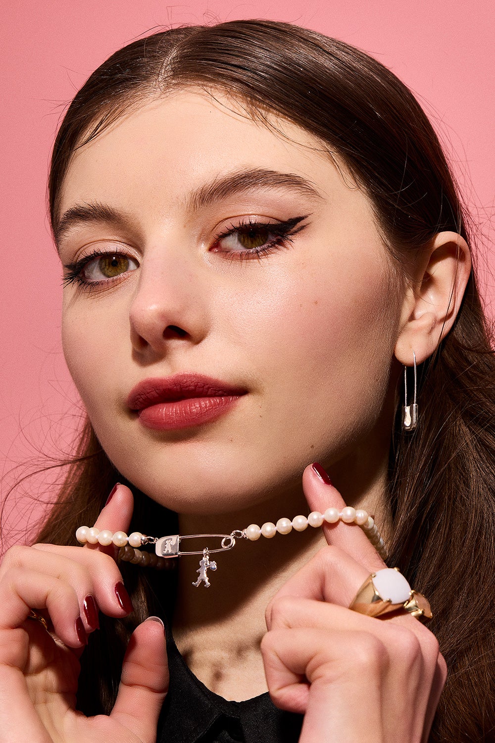 Runaway Safety Pin & Pearl Necklace Silver – Karen Walker